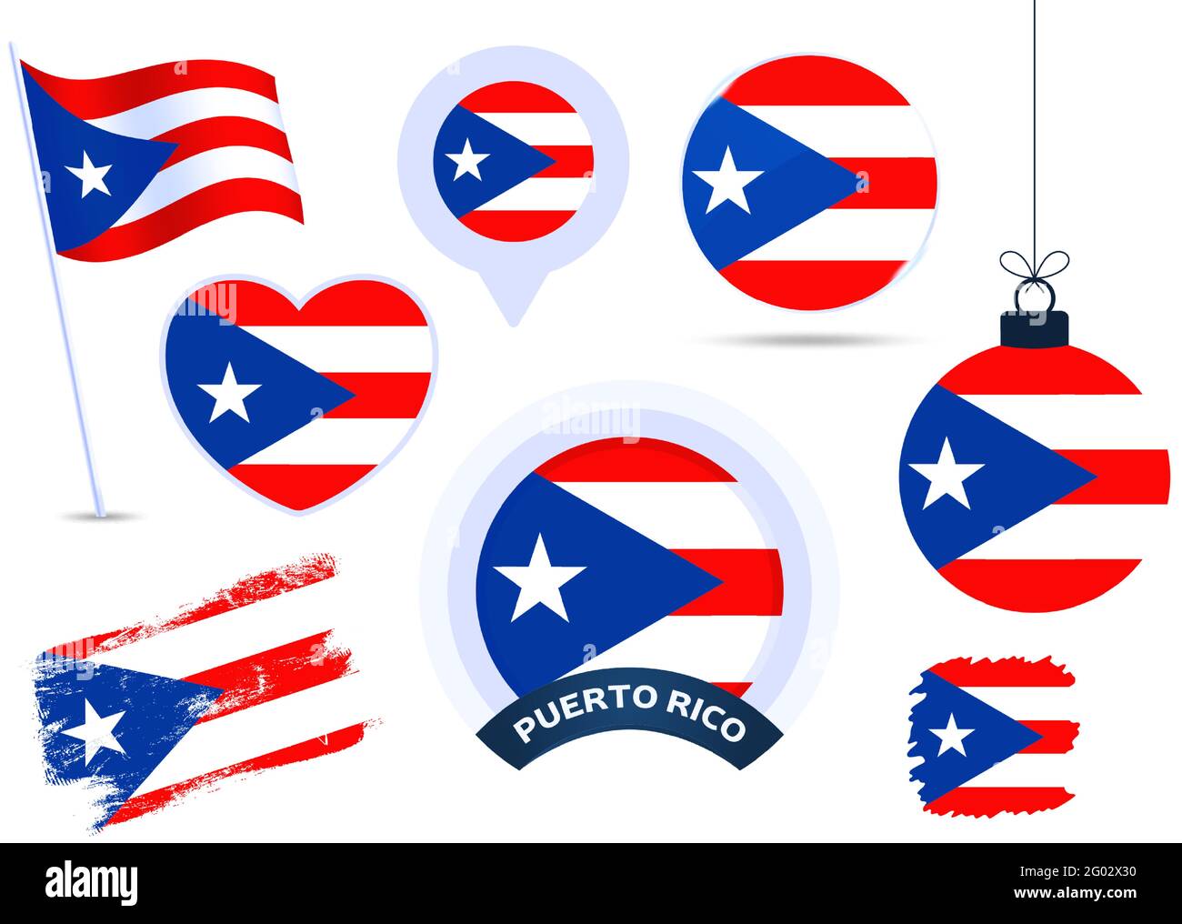 puerto rico flag vector collection. big set of national flag design ...