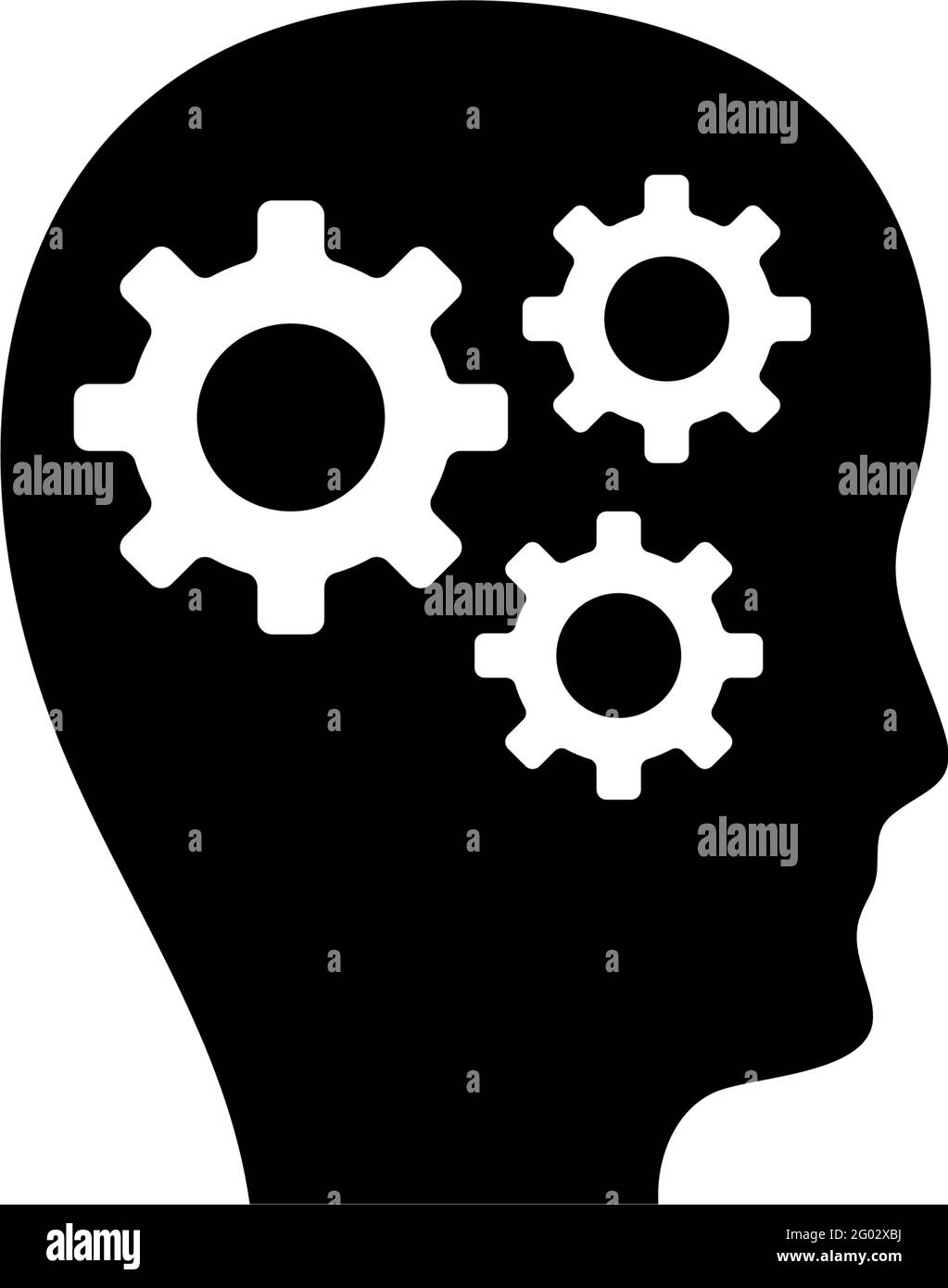 Human Head with Gears, Thoughts of Brain. Flat Vector Icon illustration ...