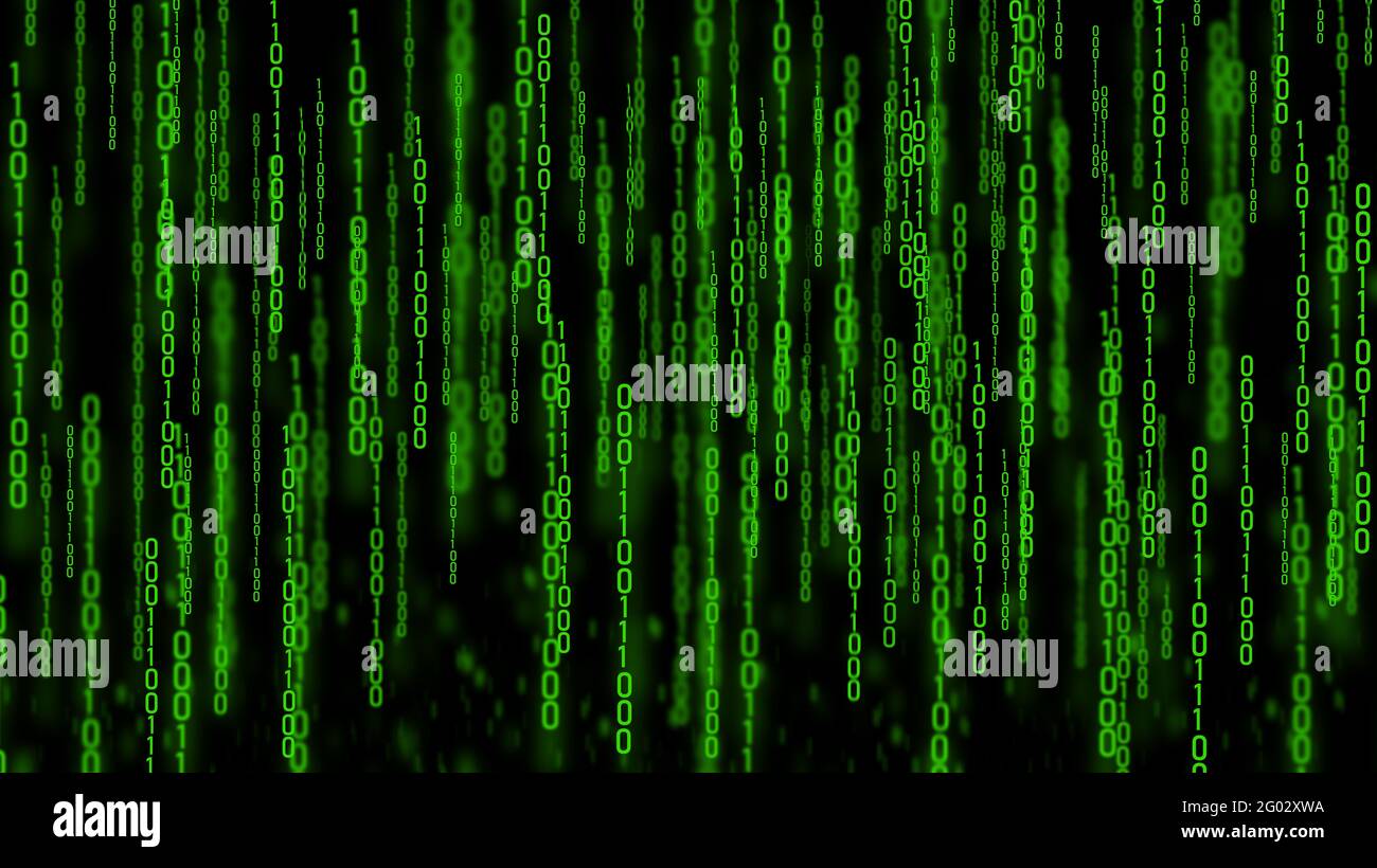 Abstract green binary code on a black background. Green lines of binary ... Abstract green binary code on a black background. Green lines of binary ...