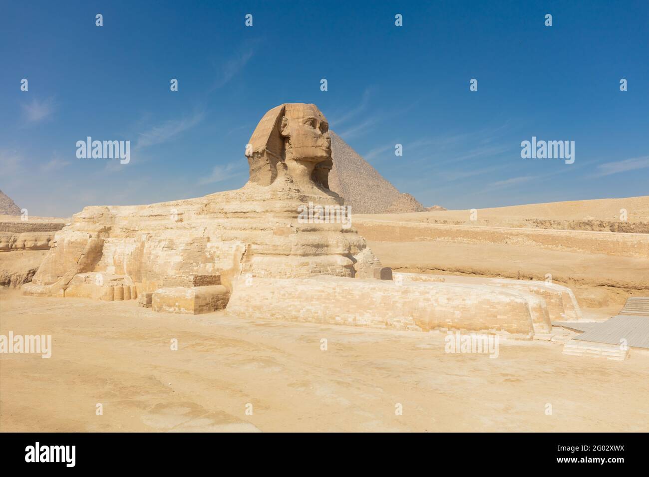 Awesome big Sphinx pyramid in the middle of desert in Egypt Stock Photo ...