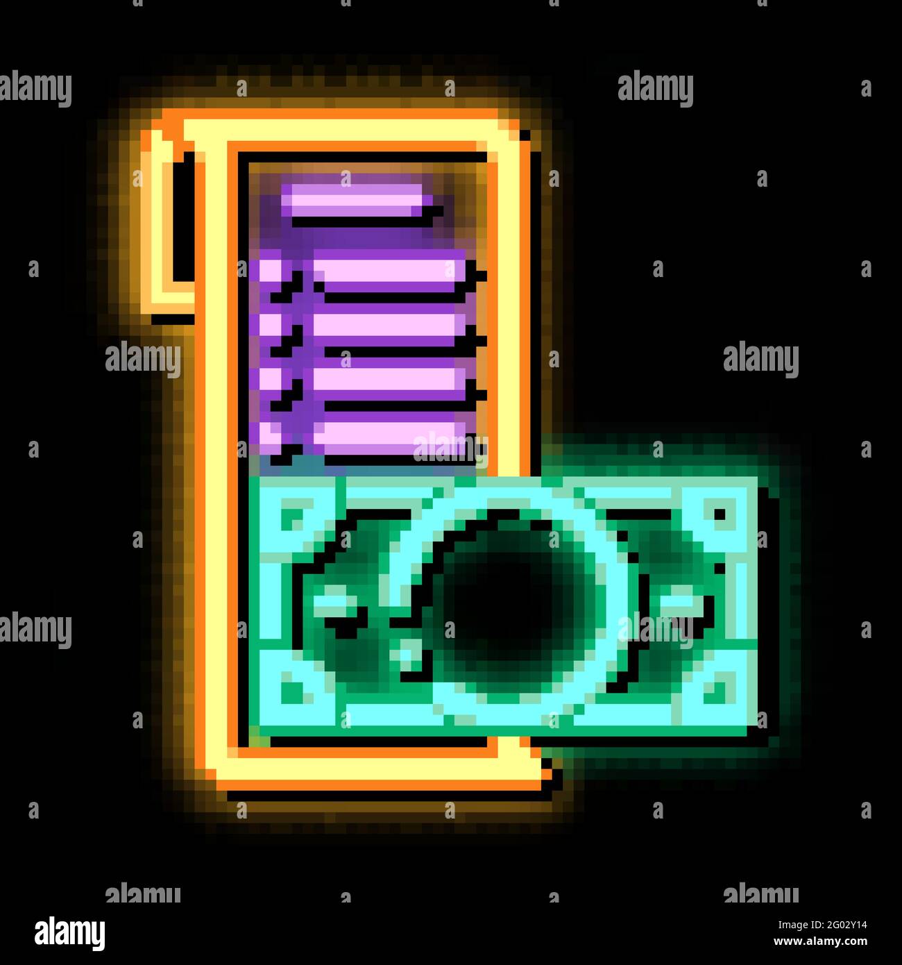 Invoice Check List And Money Dollar neon glow icon illustration Stock ...