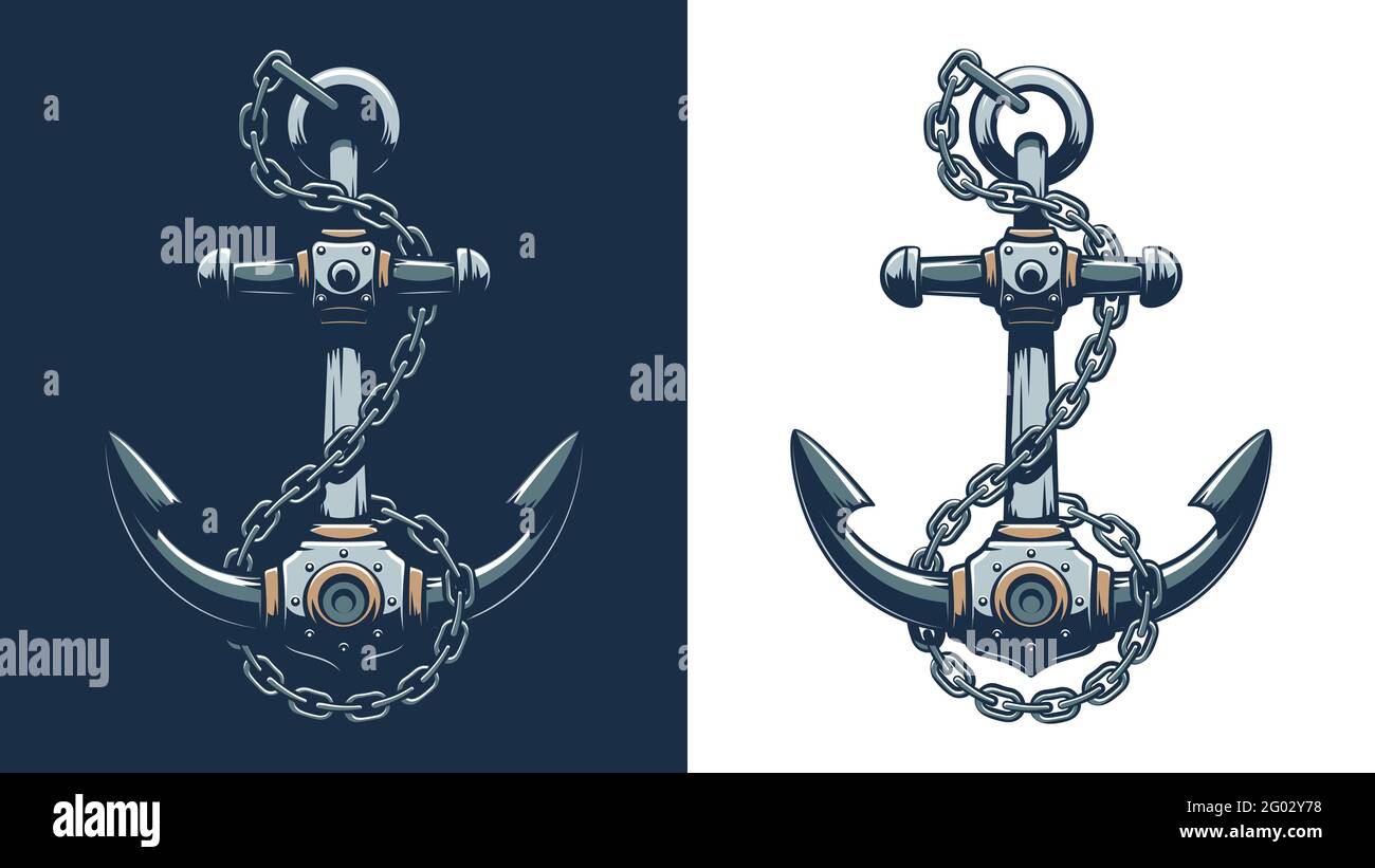 Vintage nautical anchor with chain Stock Vector Image & Art - Alamy