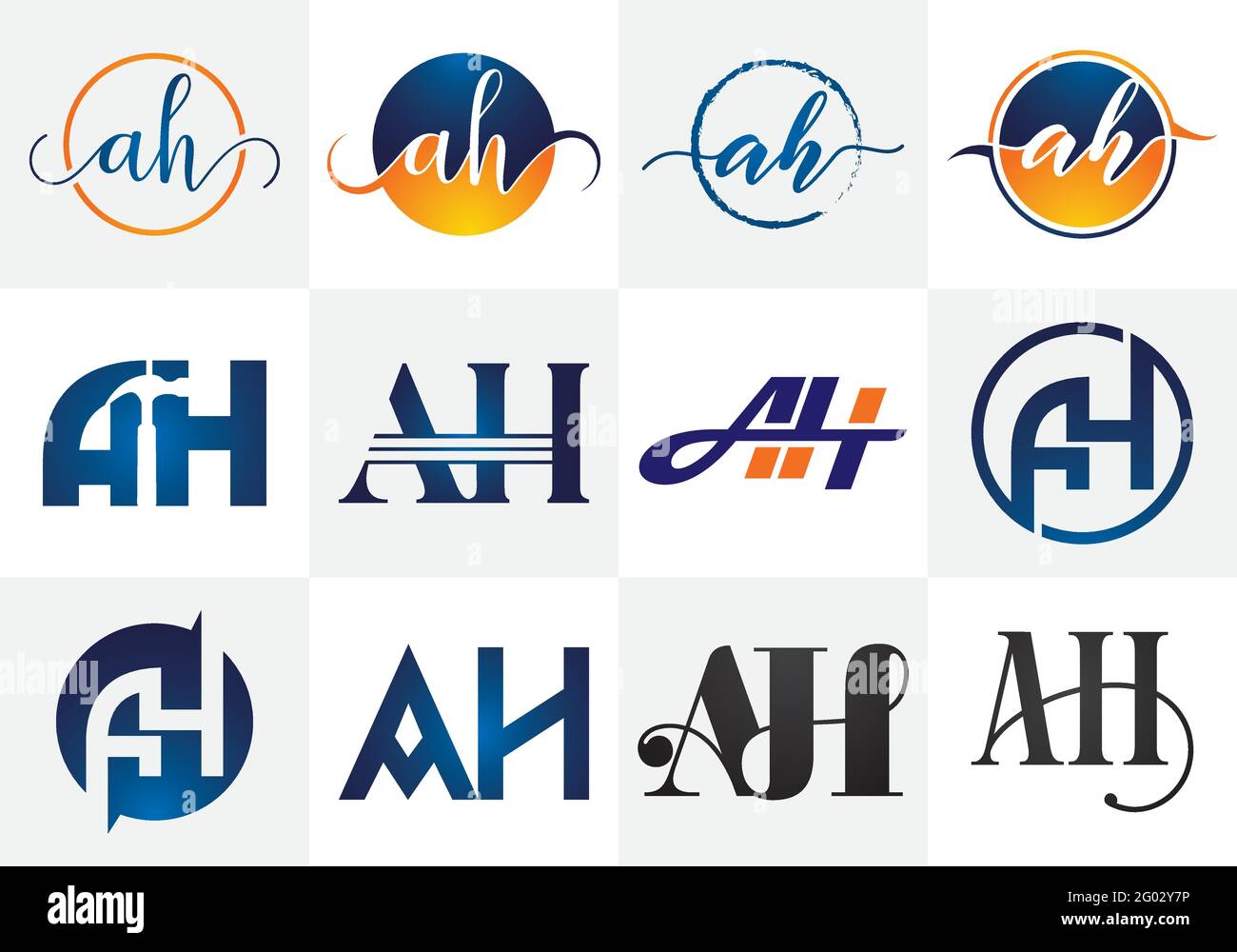 Initial Monogram Letter A H Logo Design Vector Template. A H Letter ...