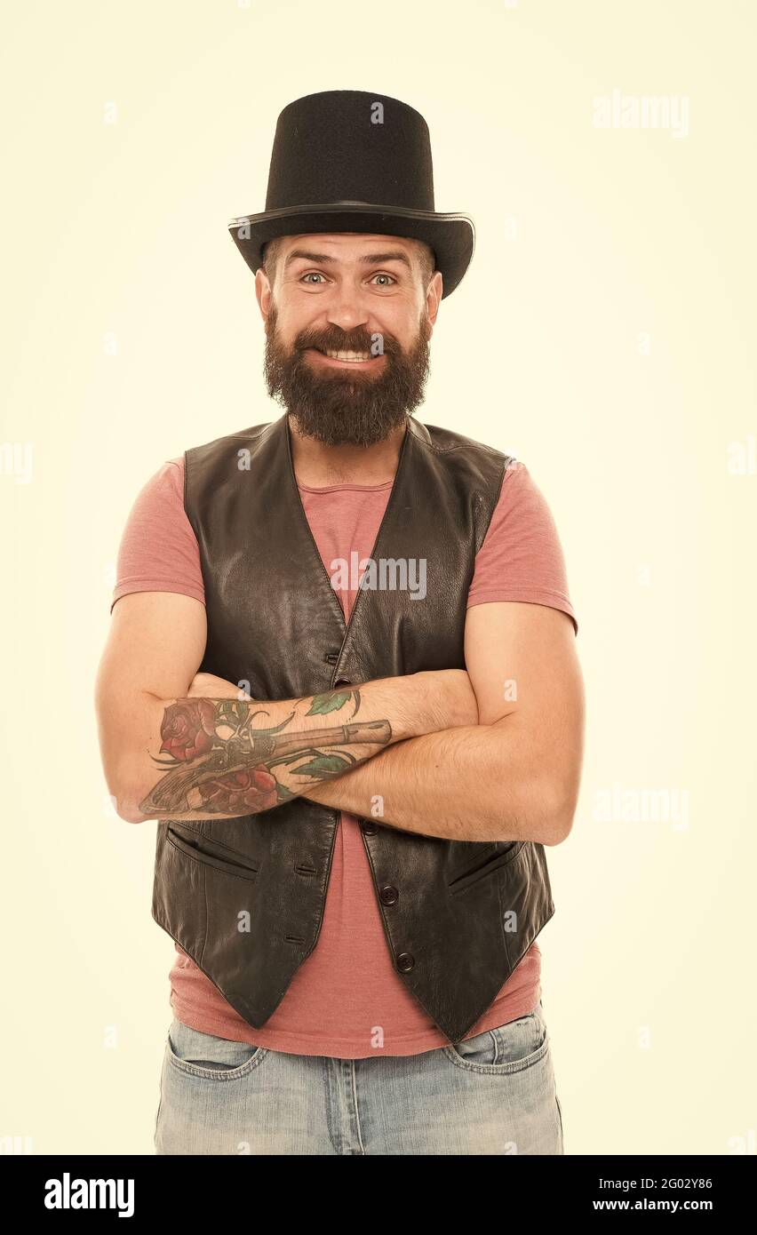 Ready to see some magic. Circus magic trick performance. Magician ...