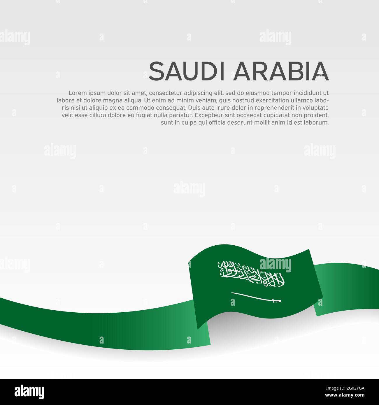 Saudi Arabia flag color wavy ribbon on a white background. Saudi arabia ...