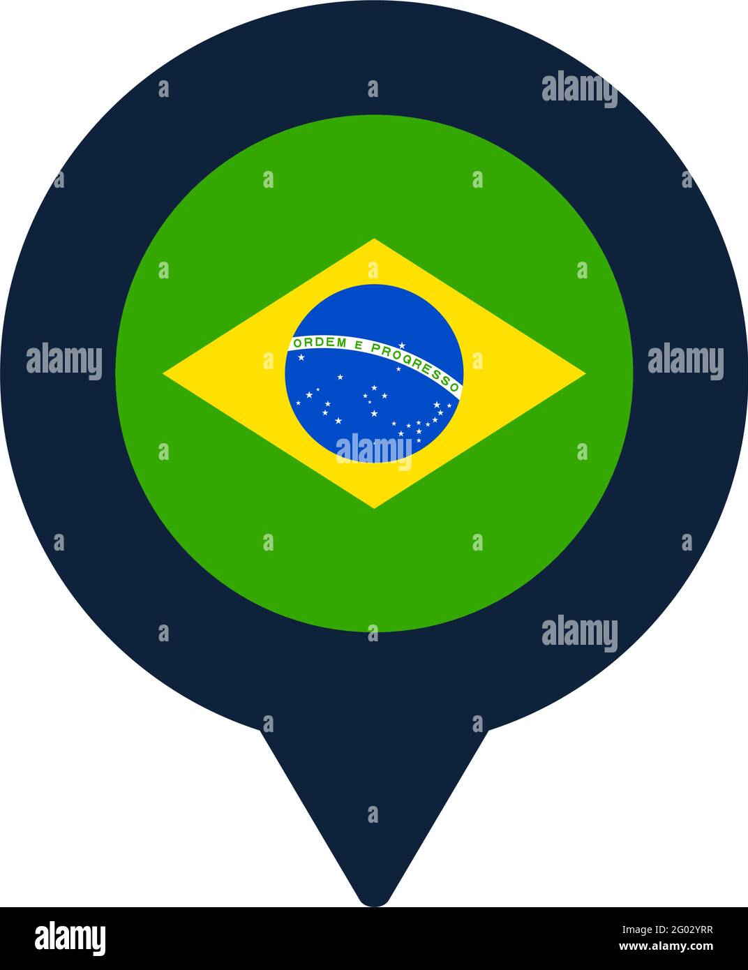 brazil flag and map pointer icon. National flag location icon vector ...
