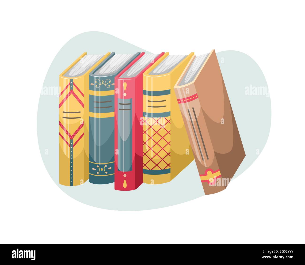 Vector illustration of books with covers and spines in a retro style ...