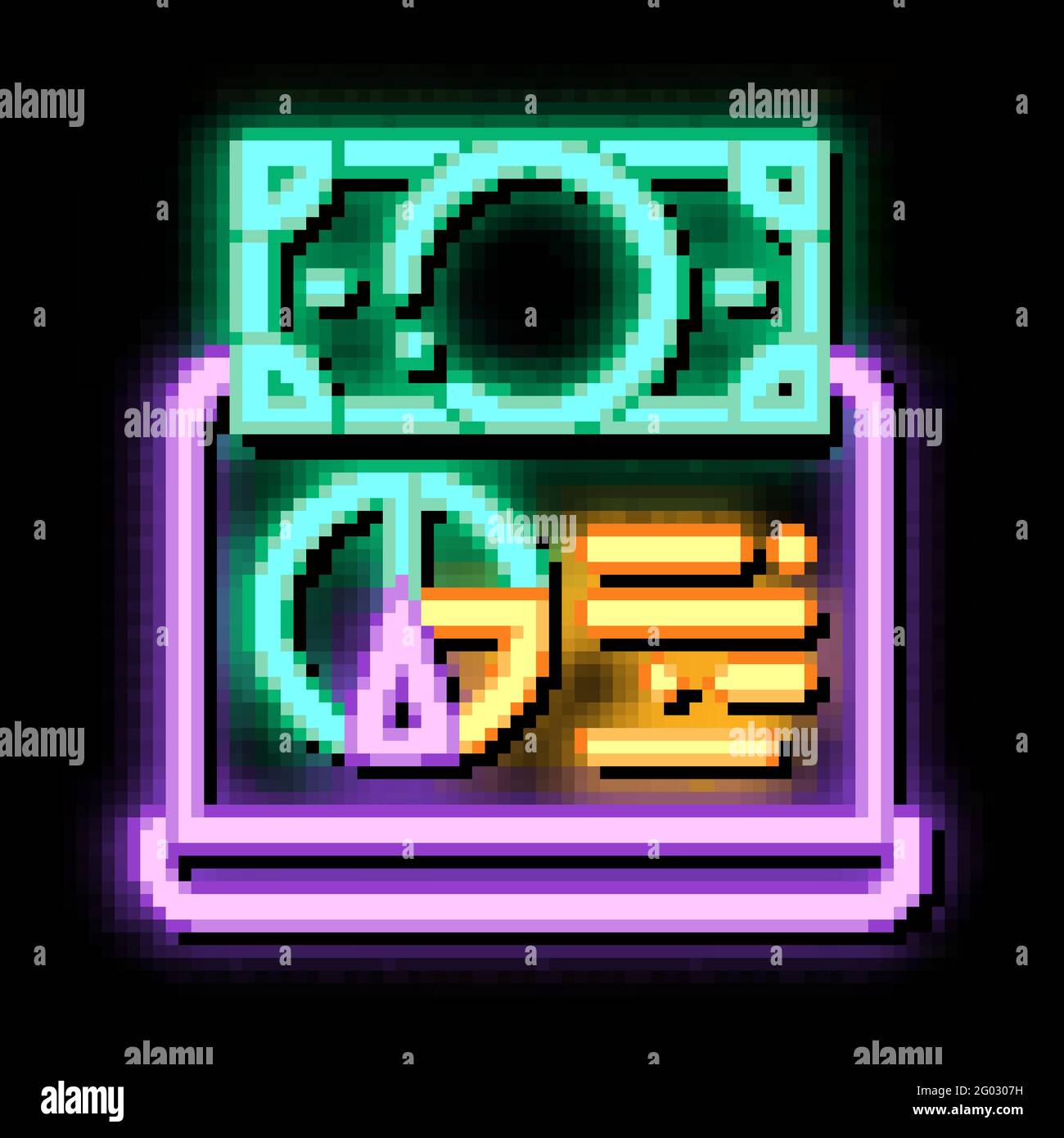 Graph On Laptop Screen Money Financial neon glow icon illustration ...