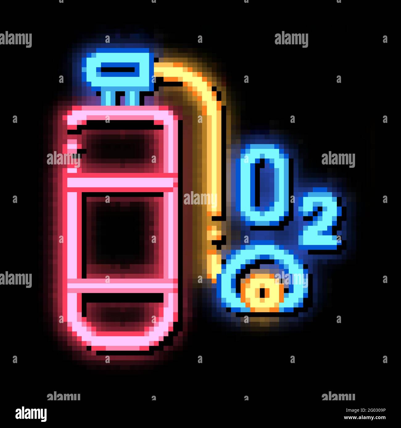 Oxygen Cylinder Alpinism Equipment neon glow icon illustration Stock ...