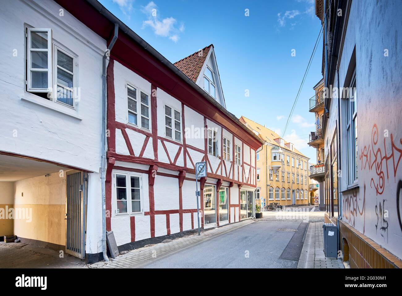 an old scandinavian building in a narrow street Stock Photo - Alamy