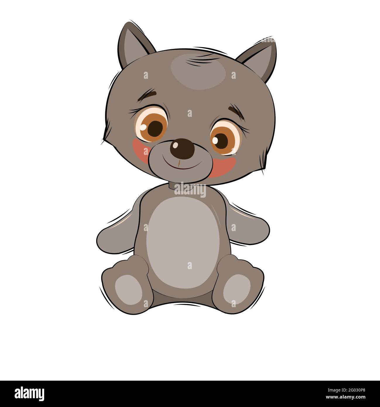 Little wolf cub. Isolated object on a white background. Cheerful kind ...