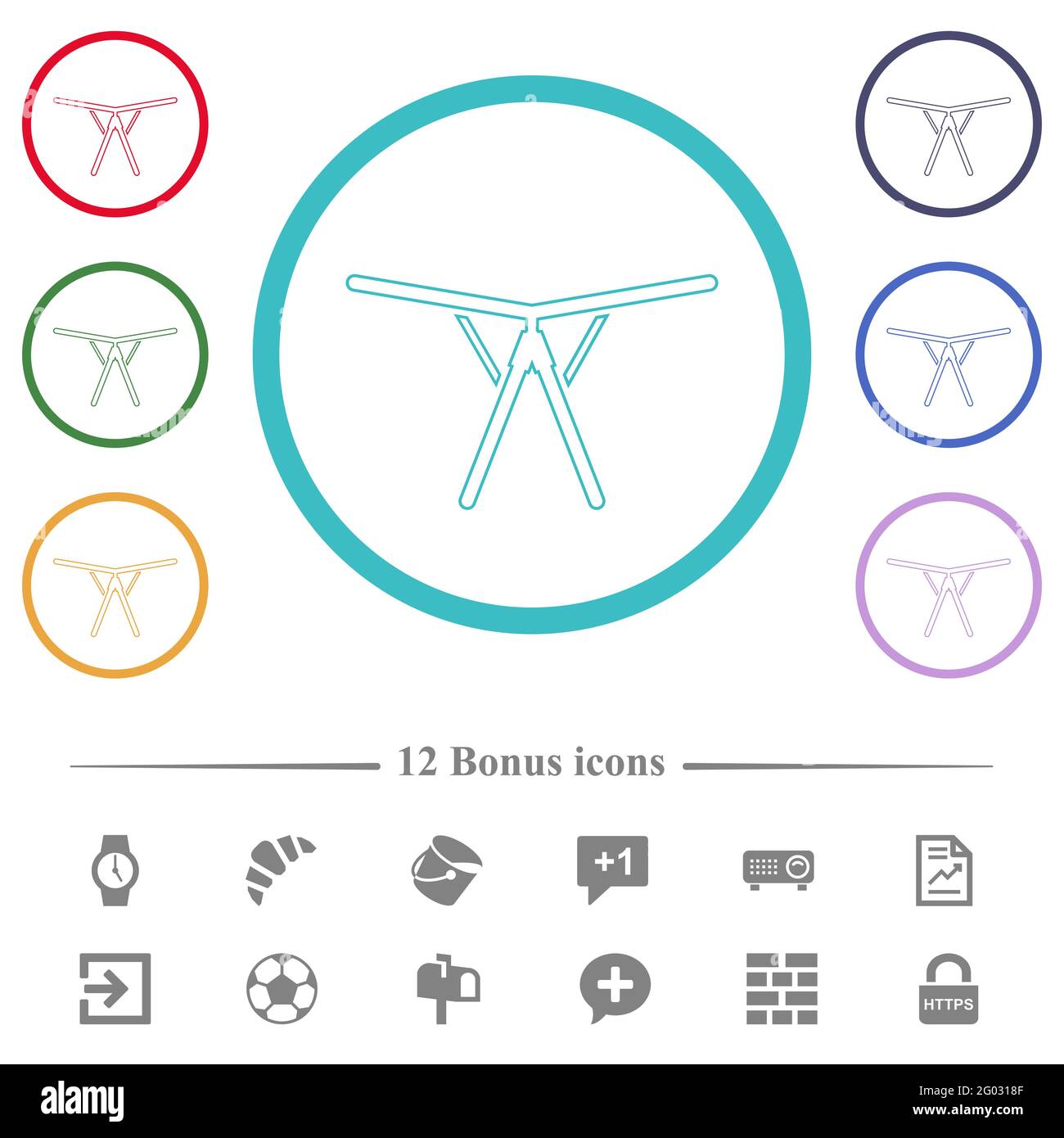 Collapsible clothes dryer rack flat color icons in circle shape ...