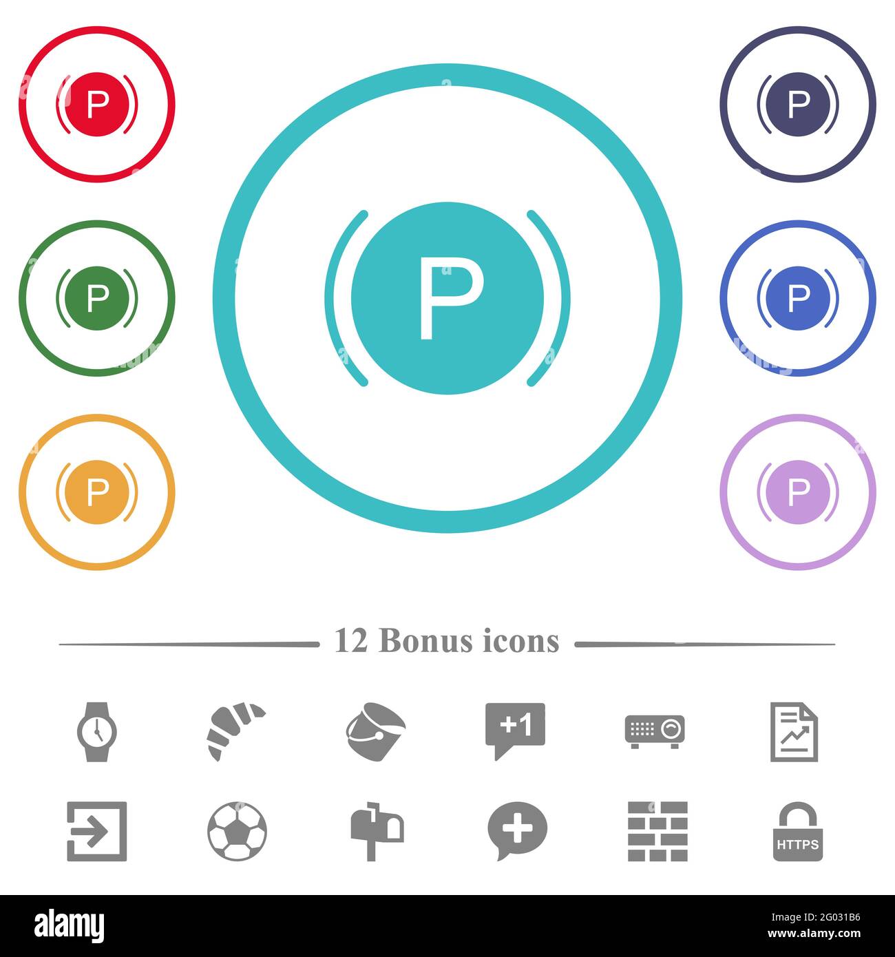 Car dashboard brake warning indicator flat color icons in circle shape ...