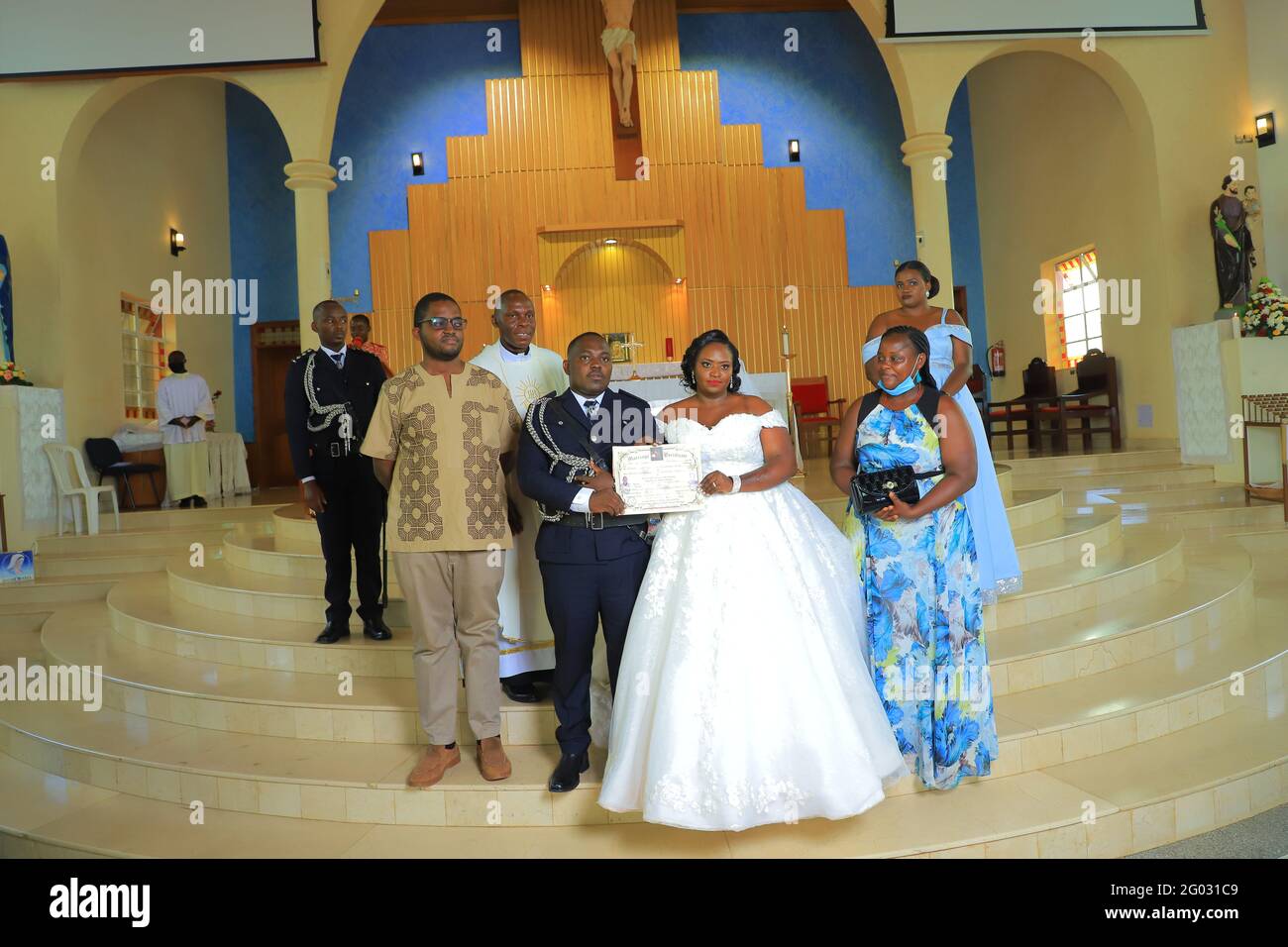 KAMPALA, UGANDA - May 31, 2021: The bride and the groom on their ...