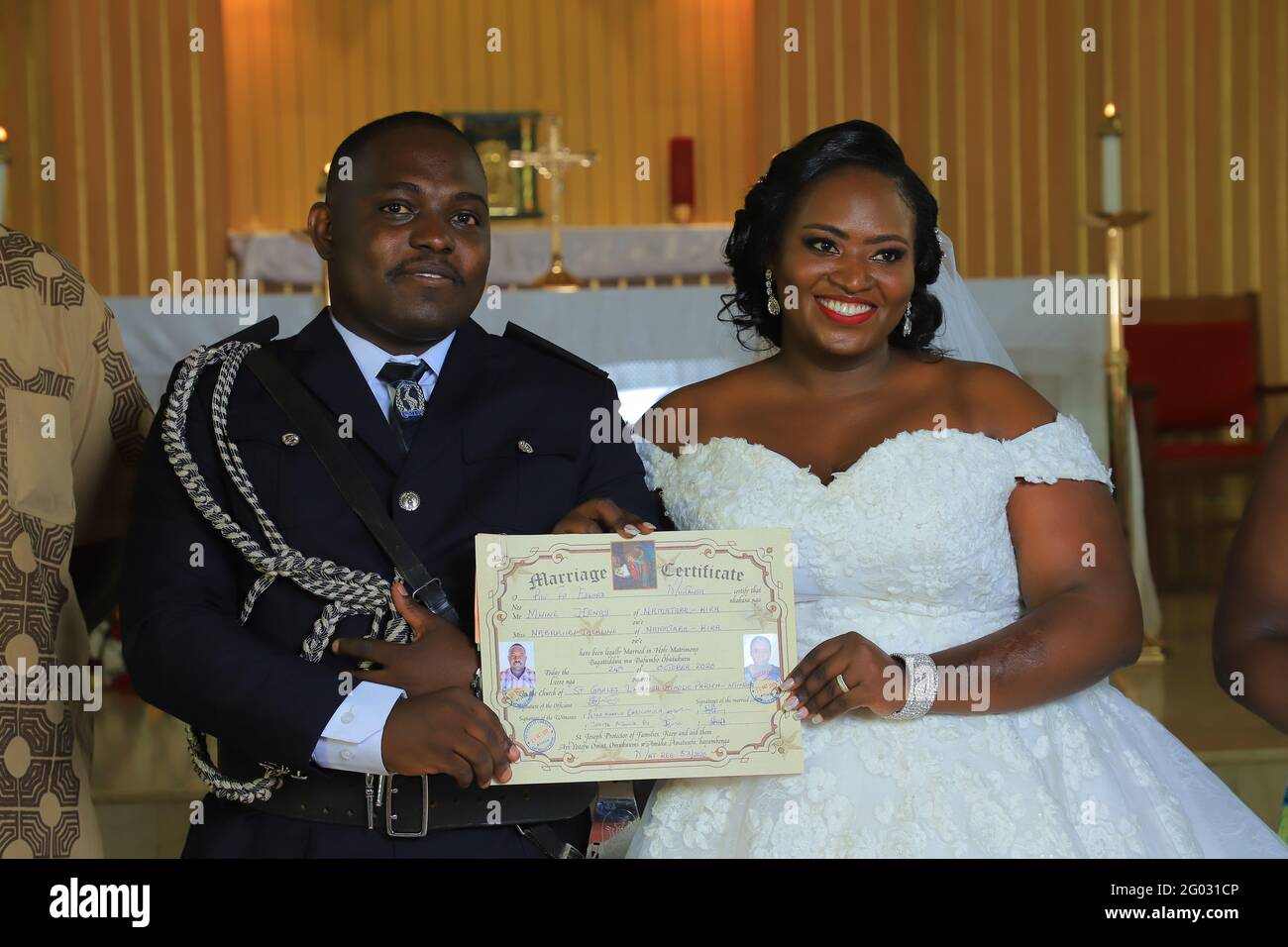 KAMPALA, UGANDA - May 31, 2021: The bride and the groom on their ...