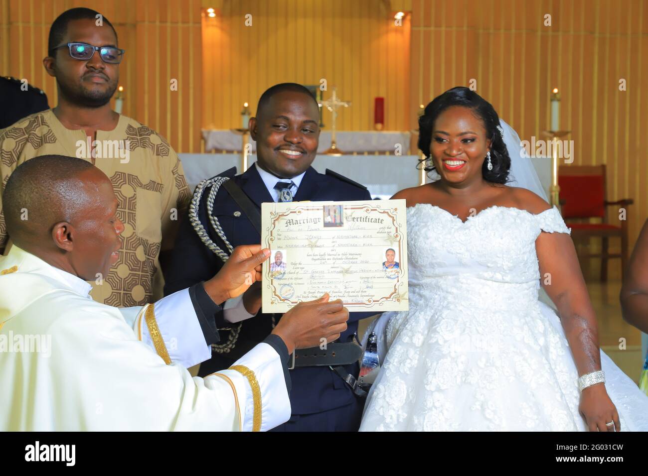KAMPALA, UGANDA - May 31, 2021: The bride and the groom on their ...