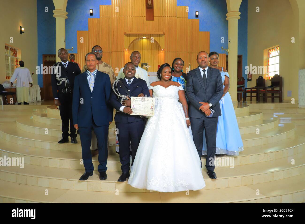 KAMPALA, UGANDA - May 31, 2021: The bride and the groom on their ...