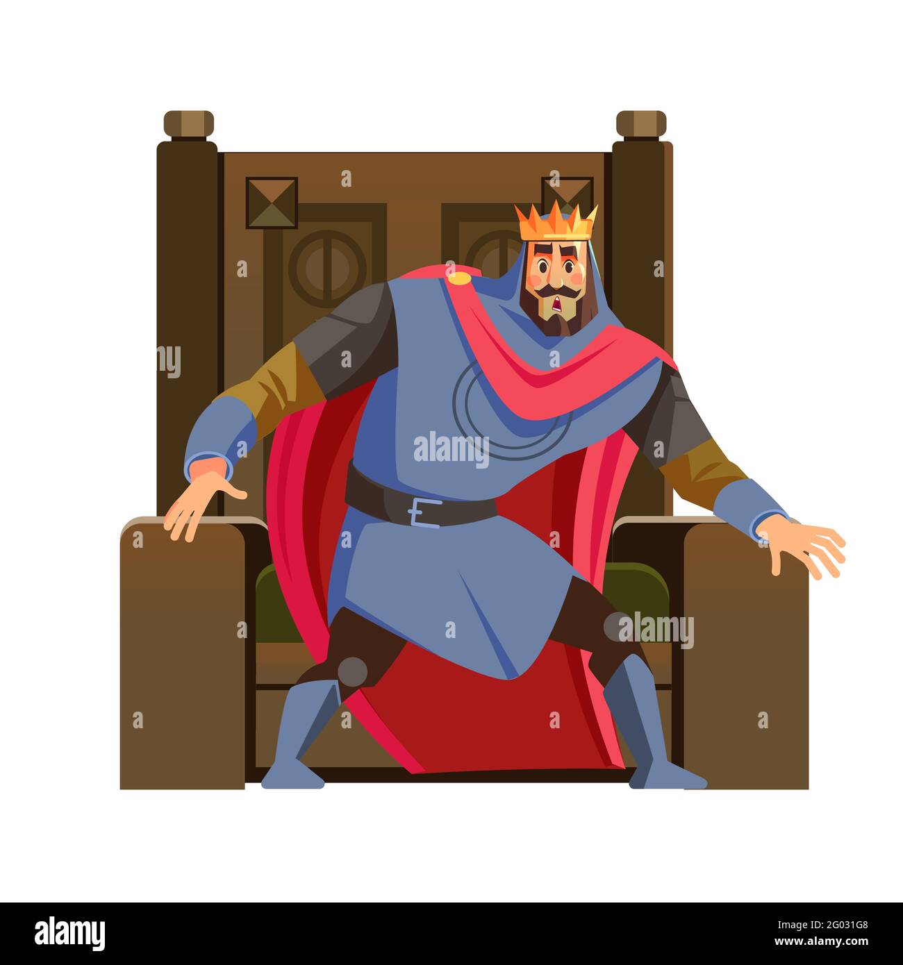King looks scared. Frightened king character near his throne. Vector ...