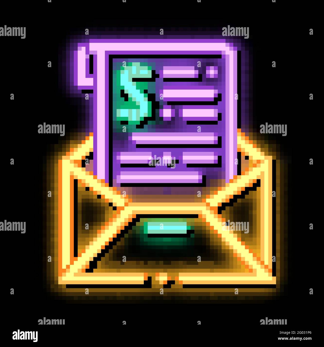 Invoice Message In Envelope And Dollar neon glow icon illustration ...