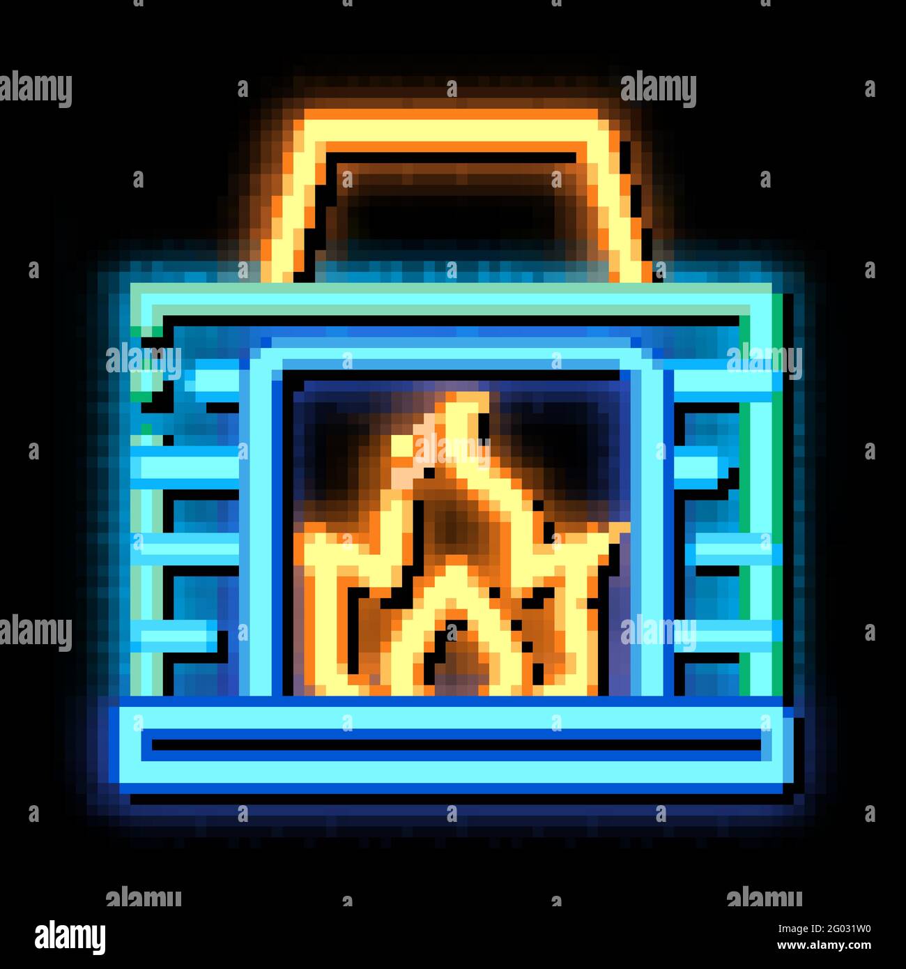 Fireplace With Fire Flame Heating Equipment Vector Stock Vector Image ...