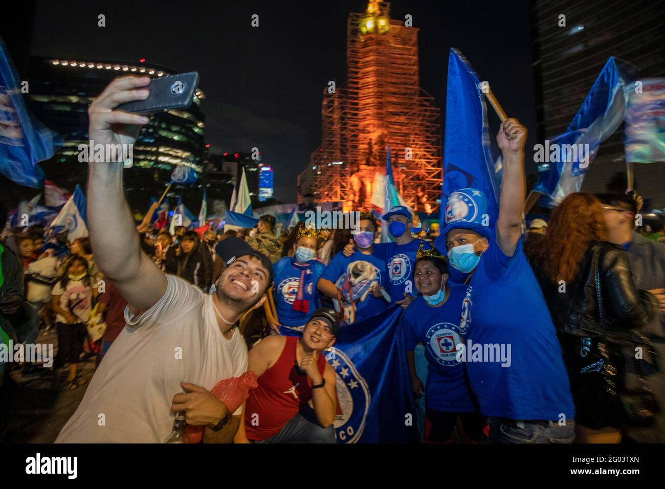 Cruz Azul fans attend at the Angel of Independence, to celebrate the ...