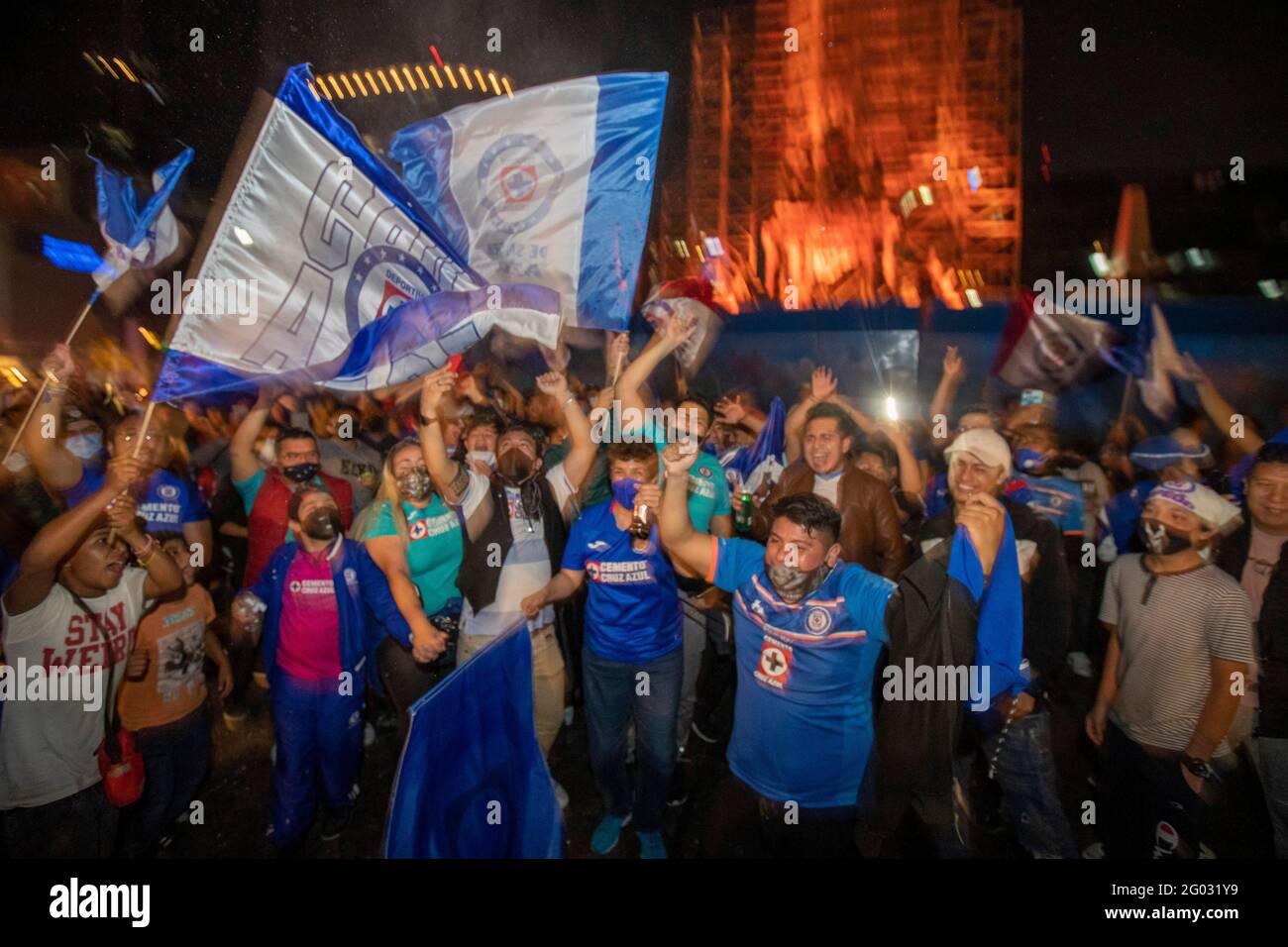 Mexico City, Mexico. 30th May, 2021. Cruz Azul fans attend at the Angel ...
