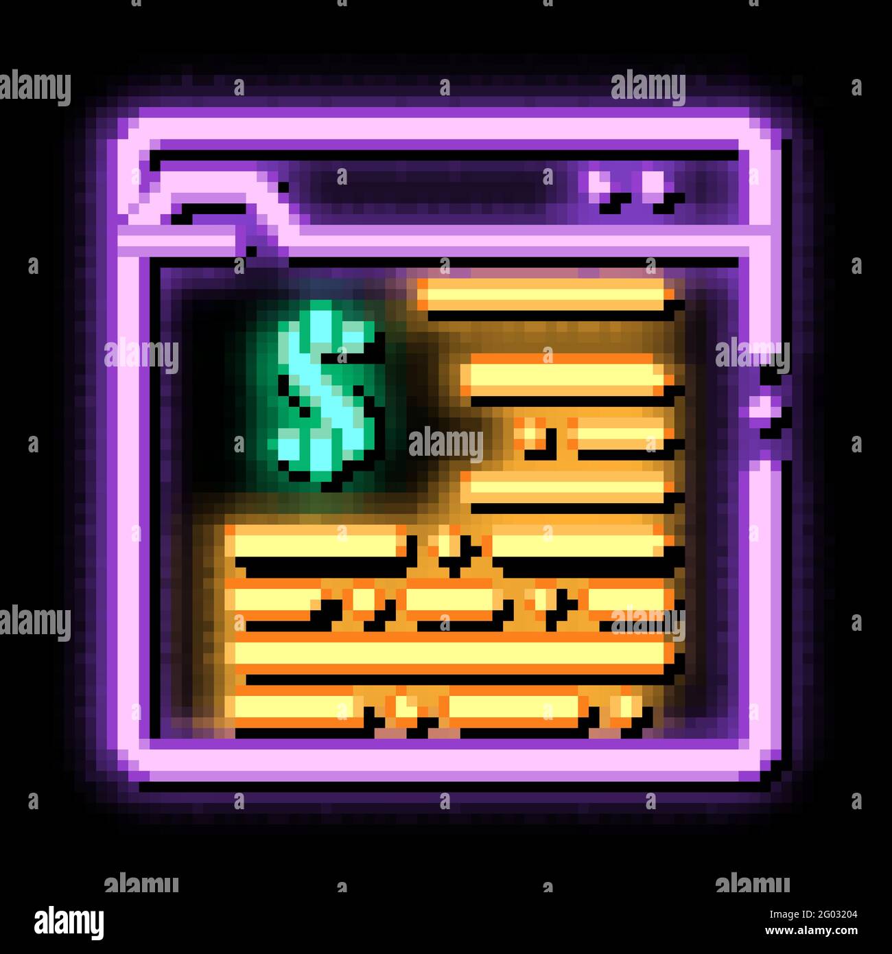 Financial Web Site With Dollar Sign neon glow icon illustration Stock ...