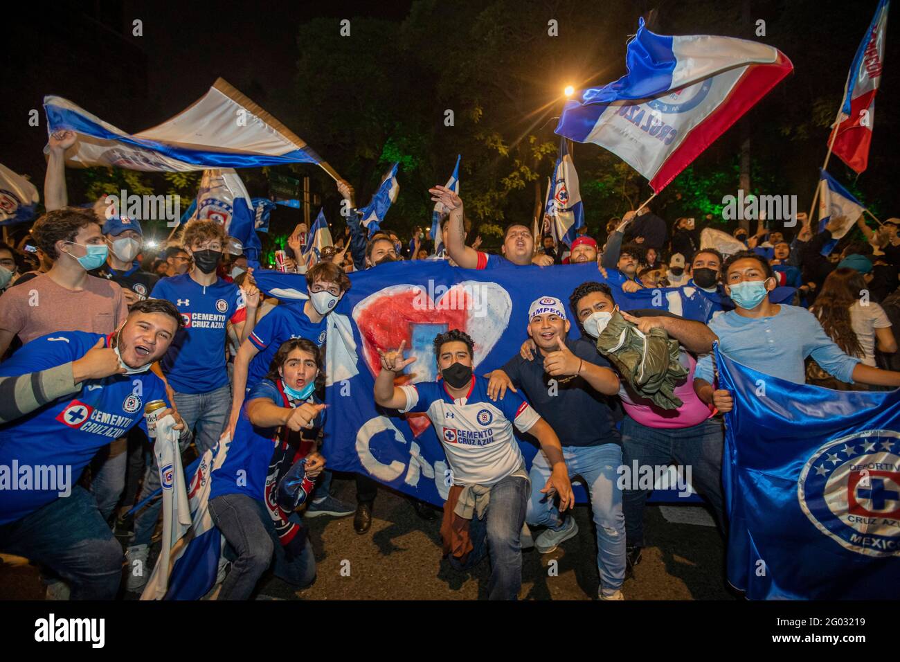 Cruz Azul fans attend at the Angel of Independence, to celebrate the ...