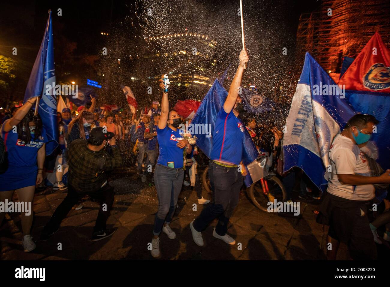 Cruz Azul fans attend at the Angel of Independence, to celebrate the ...