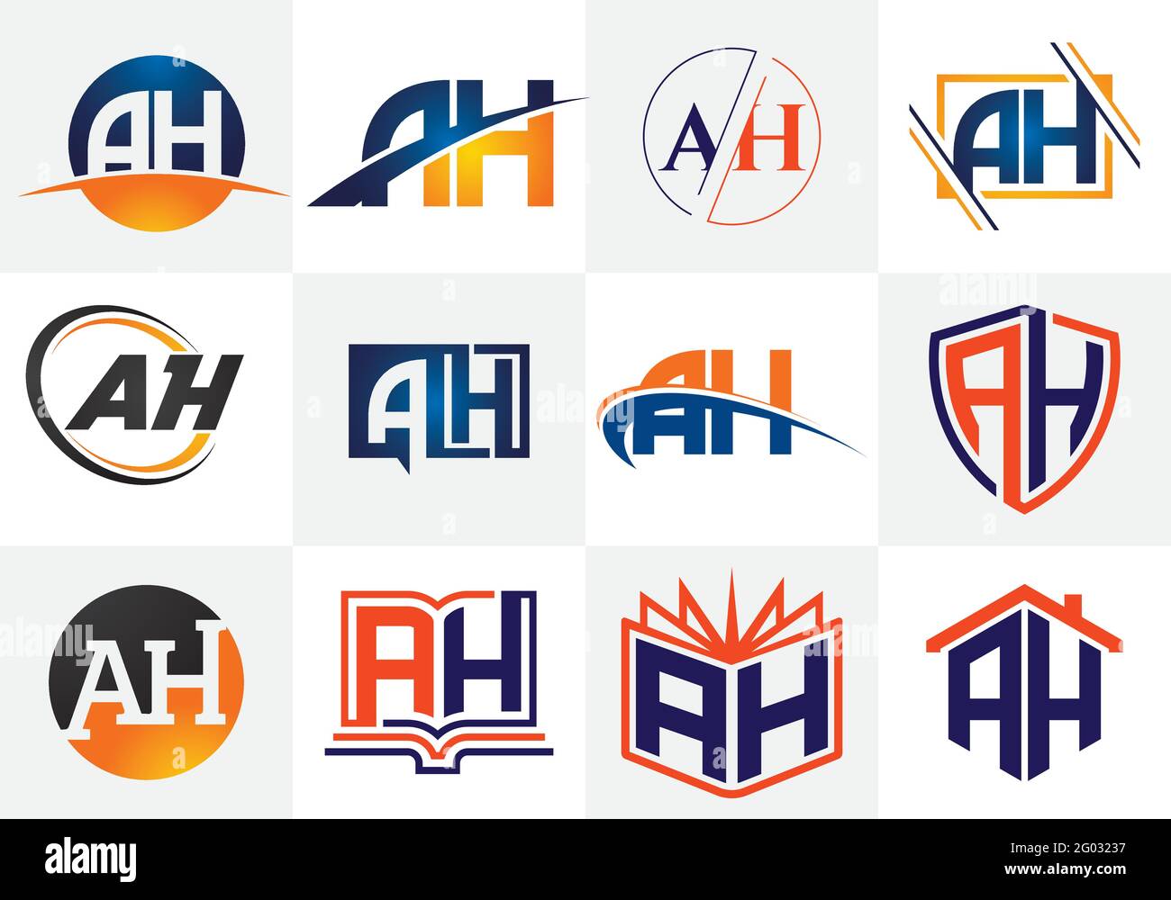 Initial Monogram Letter A H Logo Design Vector Template. A H Letter ...
