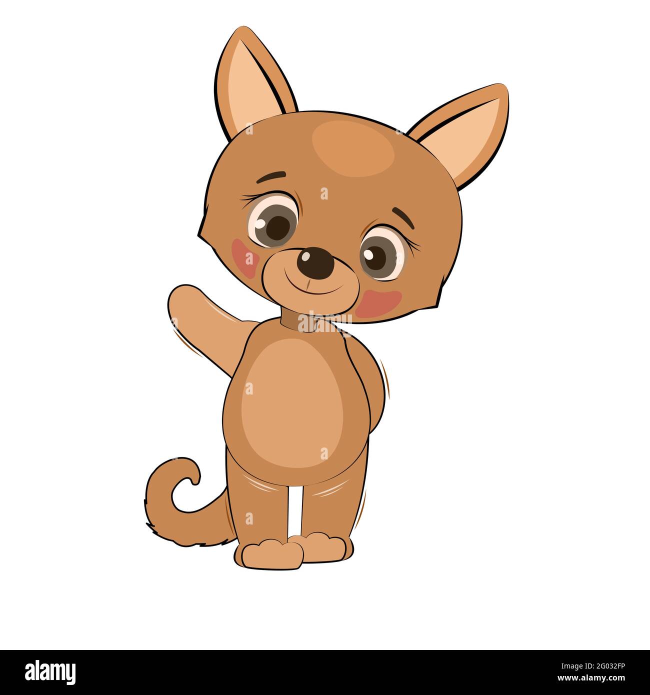 Little cub puppy. Dog. Isolated object on white background. Cheerful ...