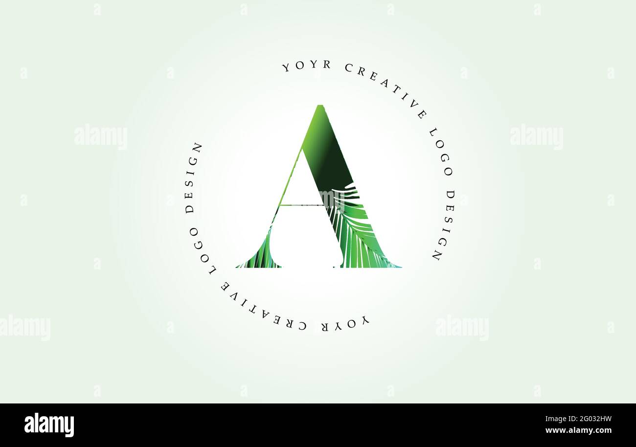 Exotic Letter A Logo with Palm Tree Leaf Pattern Texture Design Logo ...