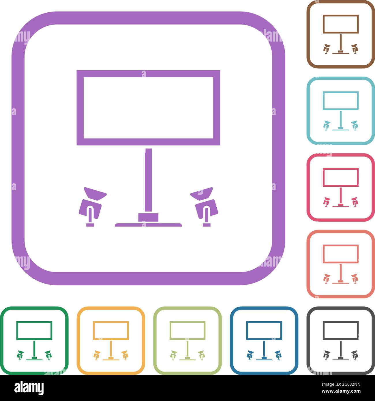 Billboard with reflectors simple icons in color rounded square frames ...