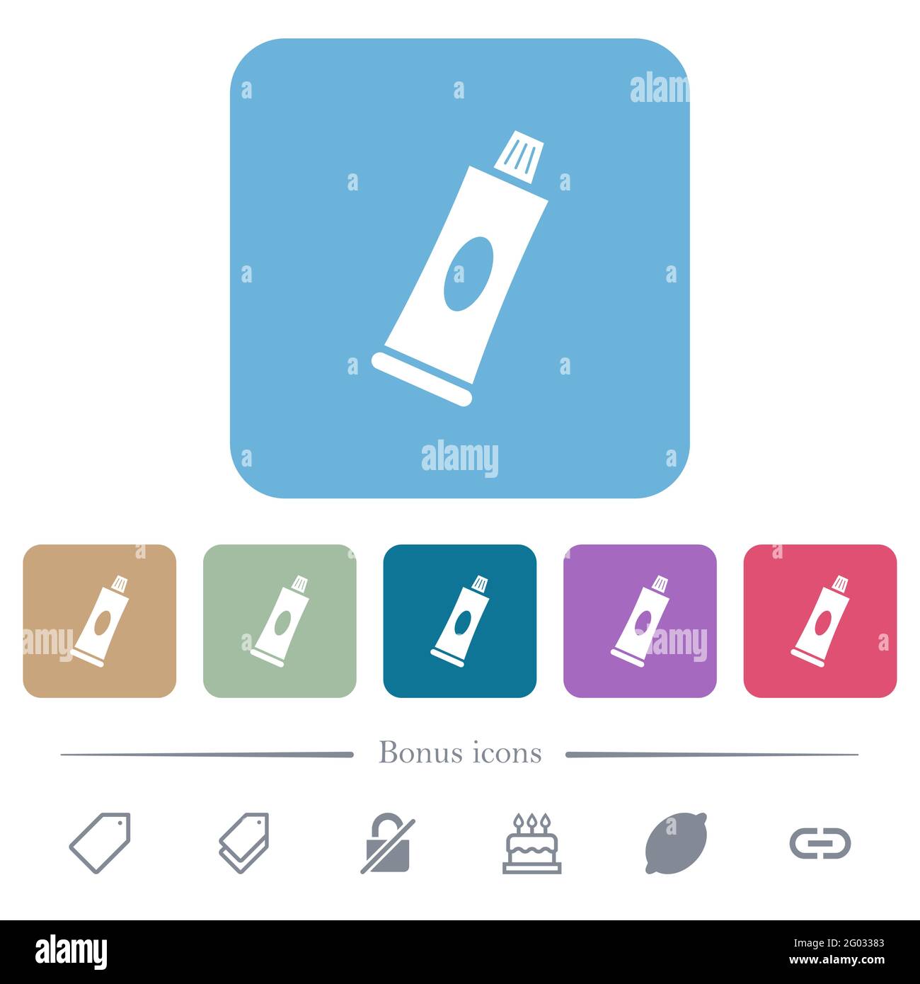Toothpaste tube white flat icons on color rounded square backgrounds. 6 ...