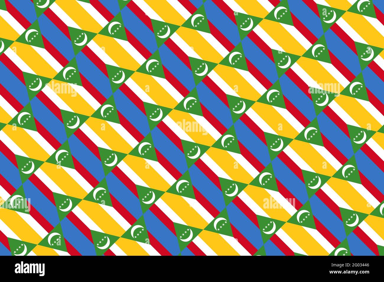 Simple geometric pattern in the colors of the national flag of Comoros ...