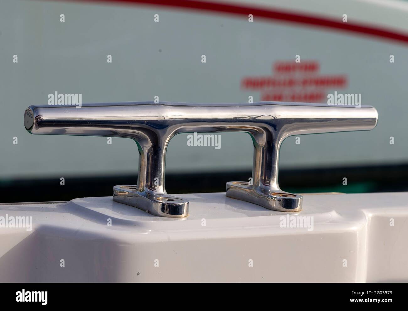 metal bar on the side of a yacht Stock Photo - Alamy
