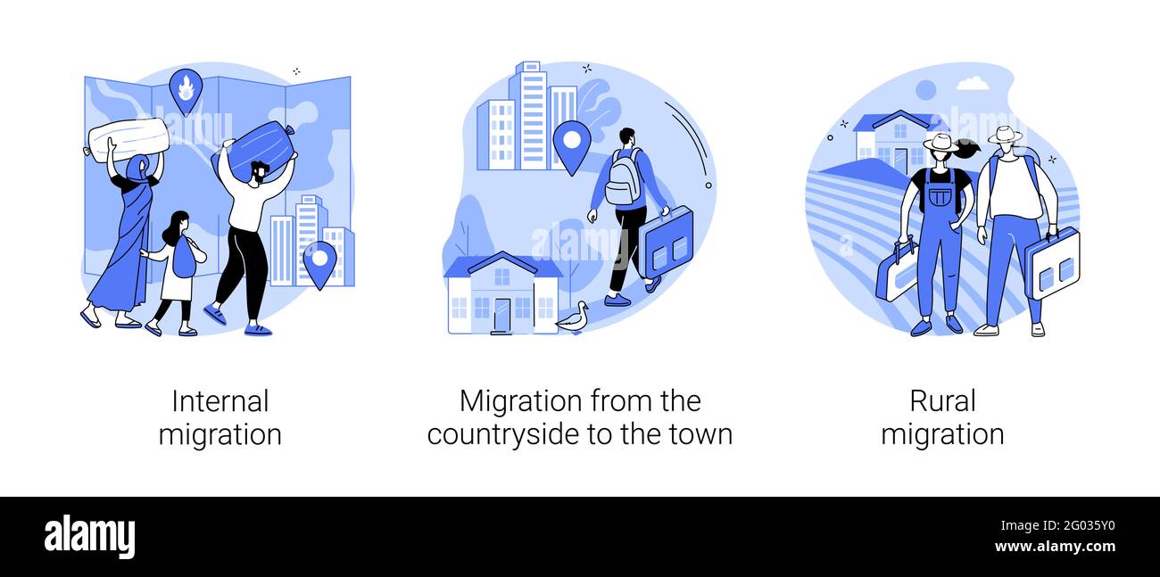 Domestic people movement abstract concept vector illustrations Stock ...
