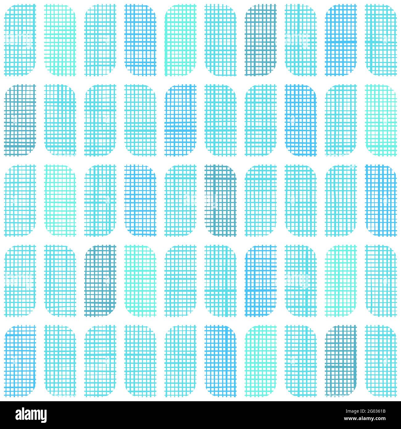 Vector woven fabric blue rounded rectangles seamless pattern background ...