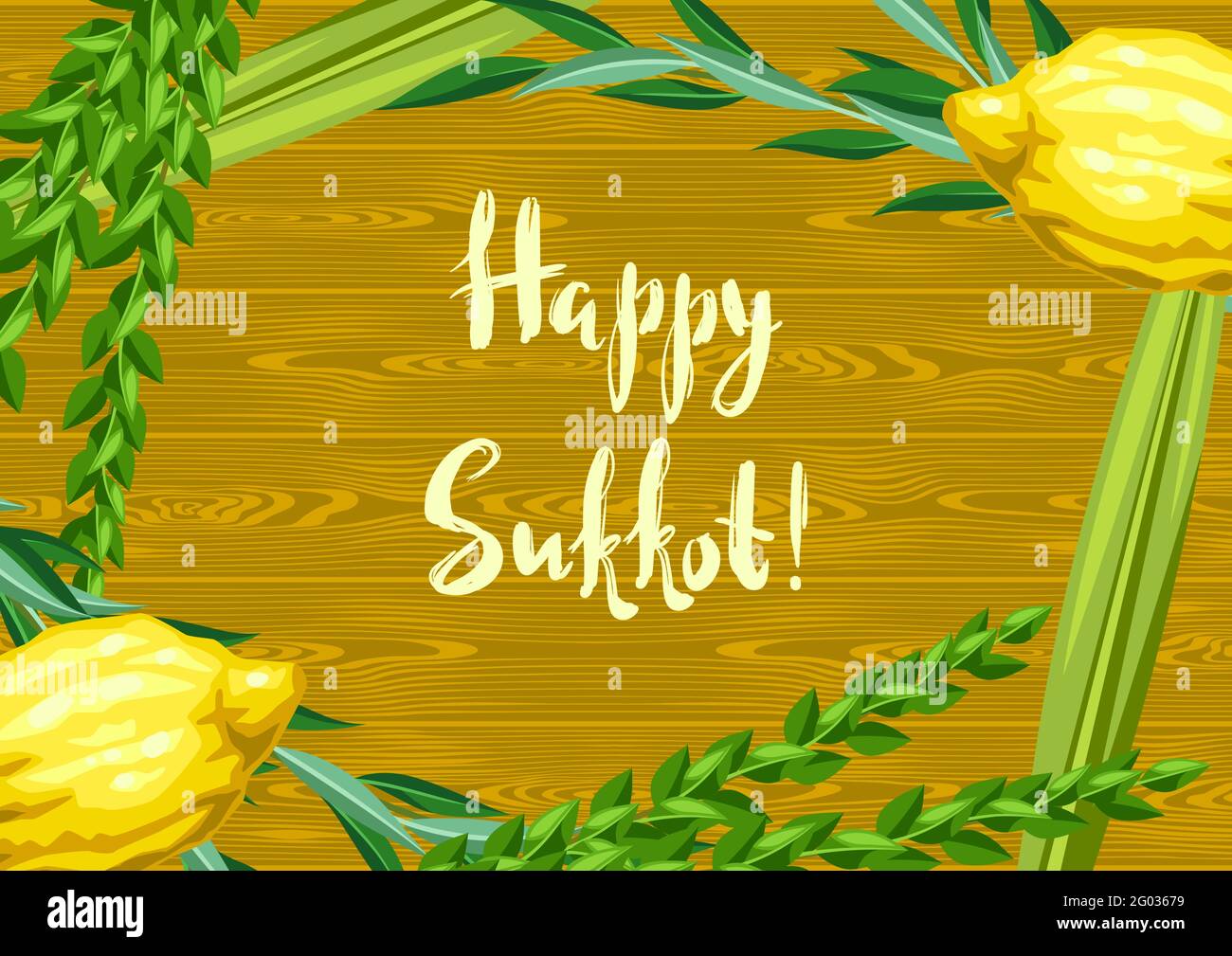 Happy Sukkot greeting card. Holiday background with Jewish festival ...