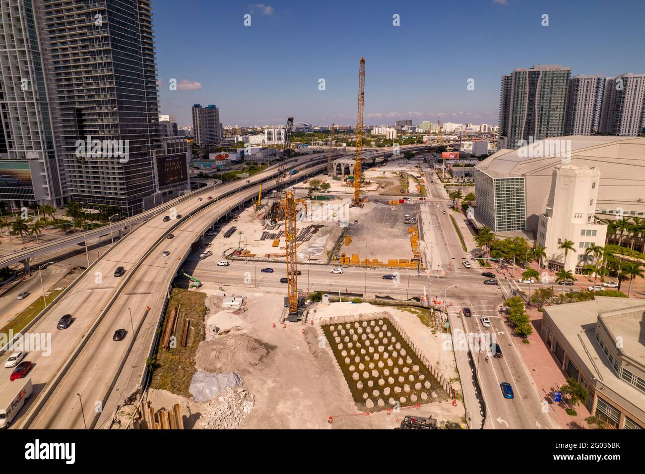 Miami, FL, USA - May 28, 2021: Signature Bridge Downtown Miami rising ...