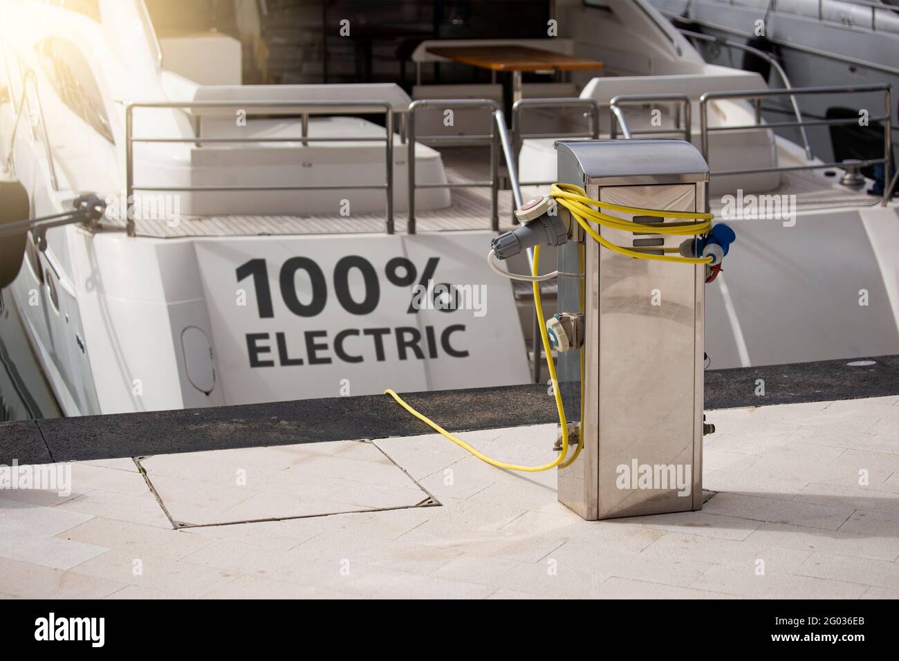 Luxury electric yacht ship concept Stock Photo - Alamy