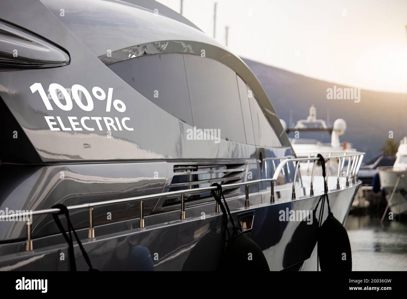 Luxury electric yacht ship concept Stock Photo - Alamy
