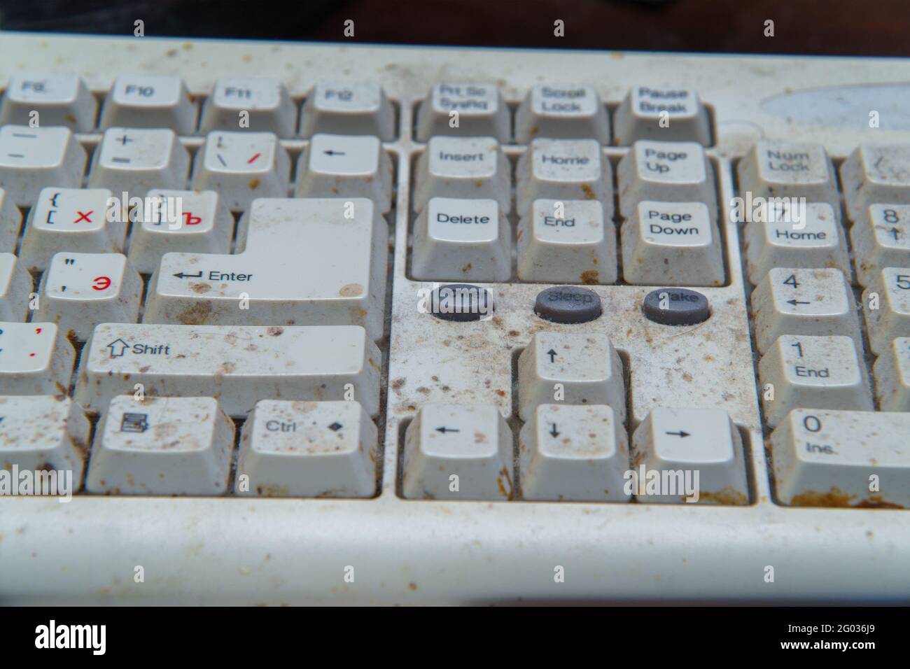 A fragment of a dirty and dusty computer keyboard close-up Stock Photo ...