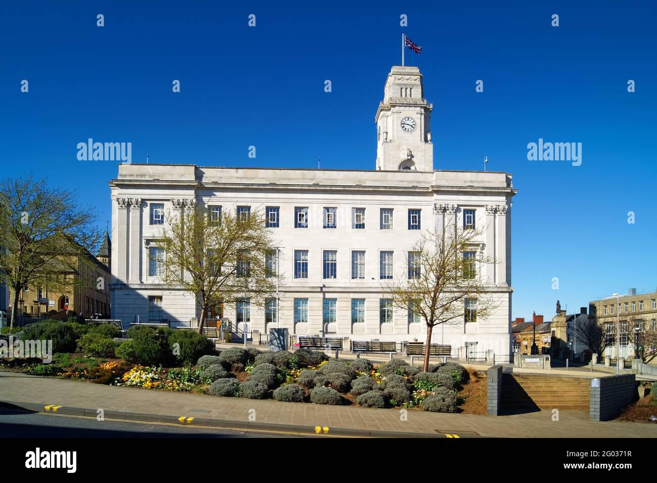 UK,South Yorkshire,Barnsley,Town Hall and Centenary Square Stock Photo ...
