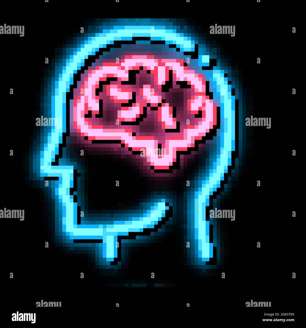 Human Brain In Man Silhouette Mind neon glow icon illustration Stock ...