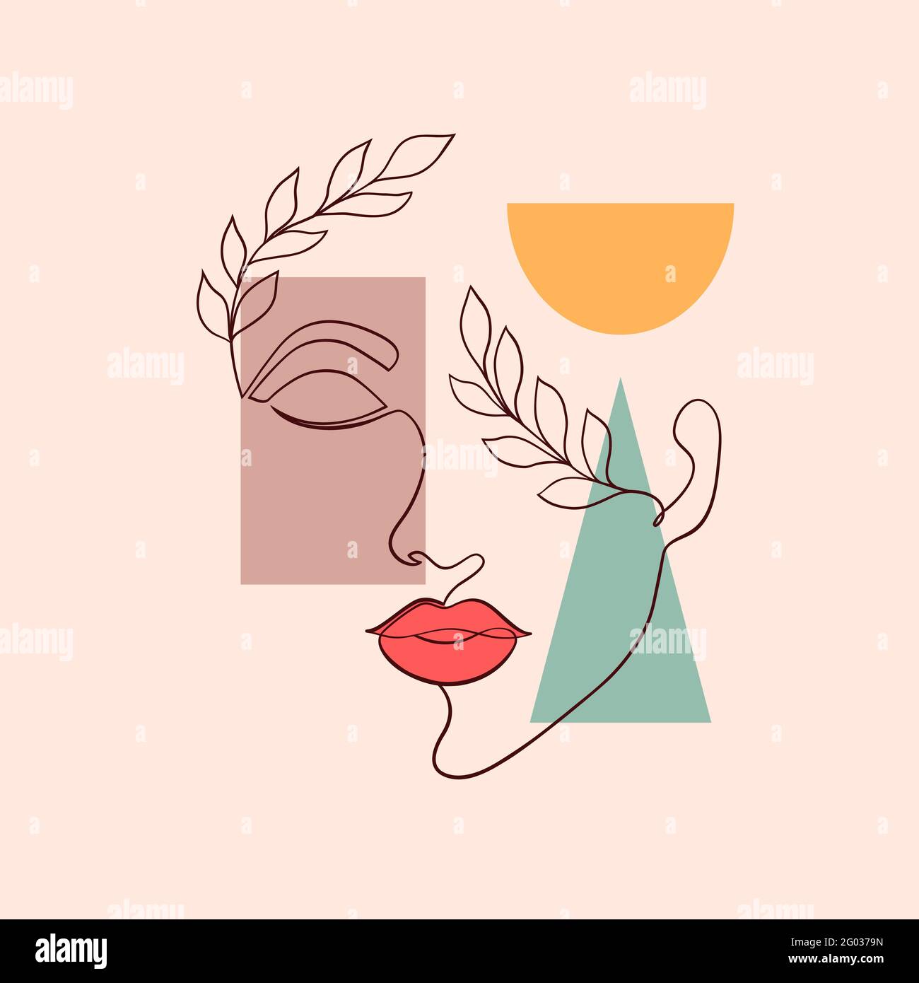 Poster With Minimal Woman Face Stock Vector Image And Art Alamy