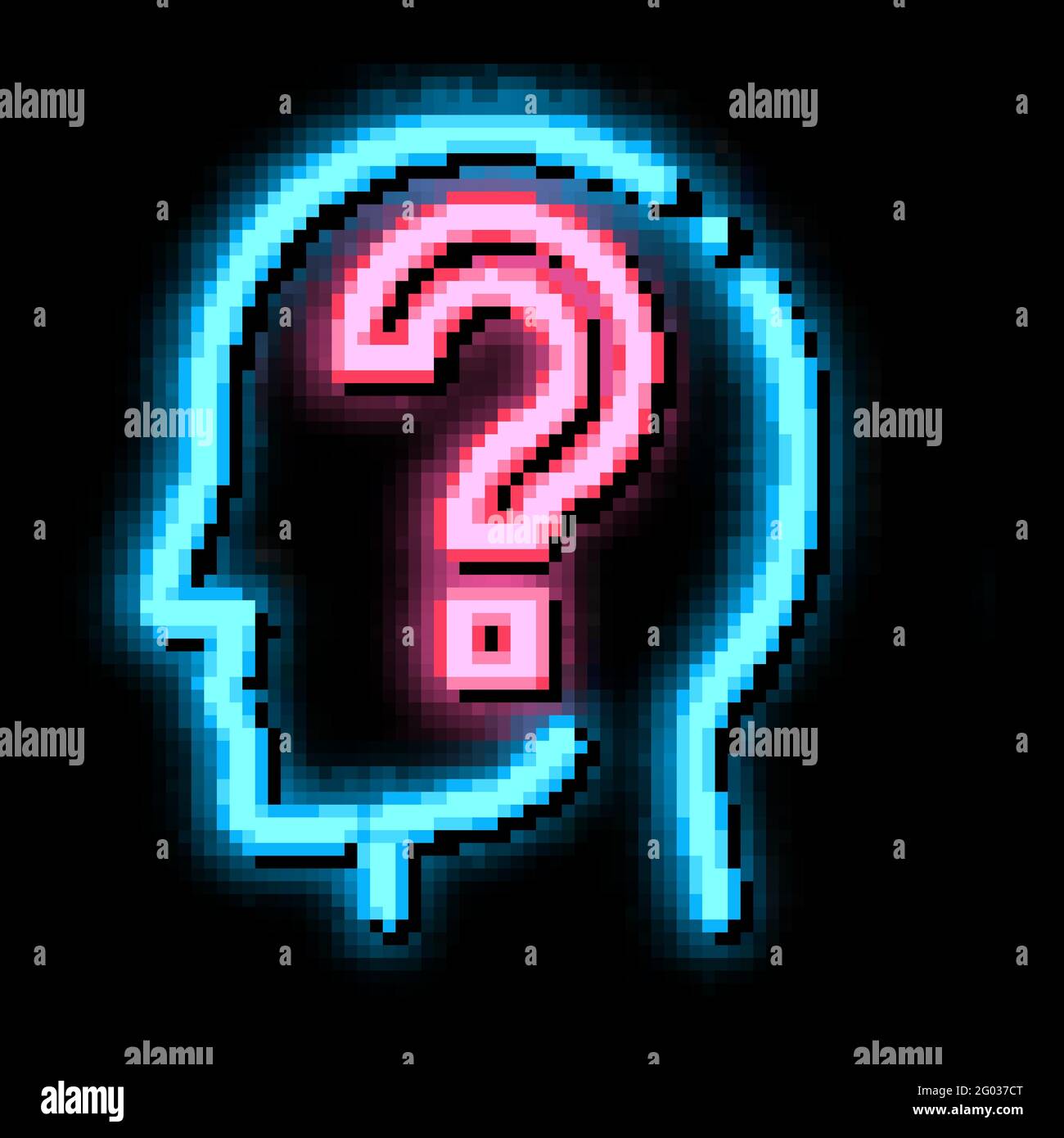 Question Mark In Man Silhouette Mind neon glow icon illustration Stock ...