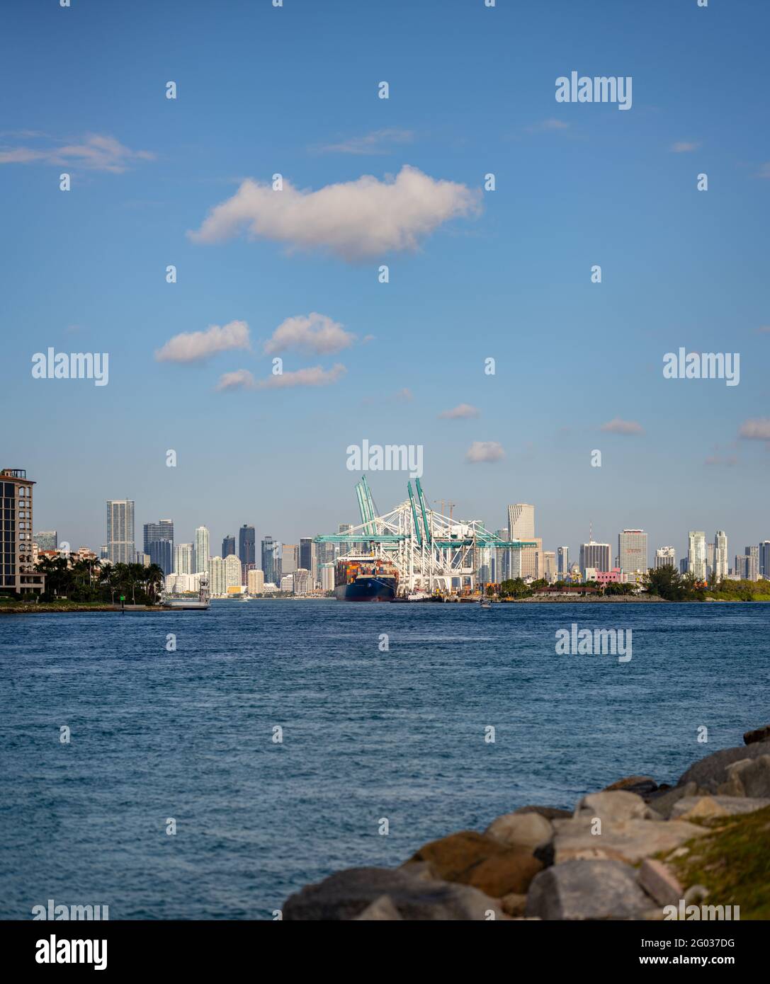 Miami Beach, FL, USA - May 28, 2021: View of port from Miami Beach ...
