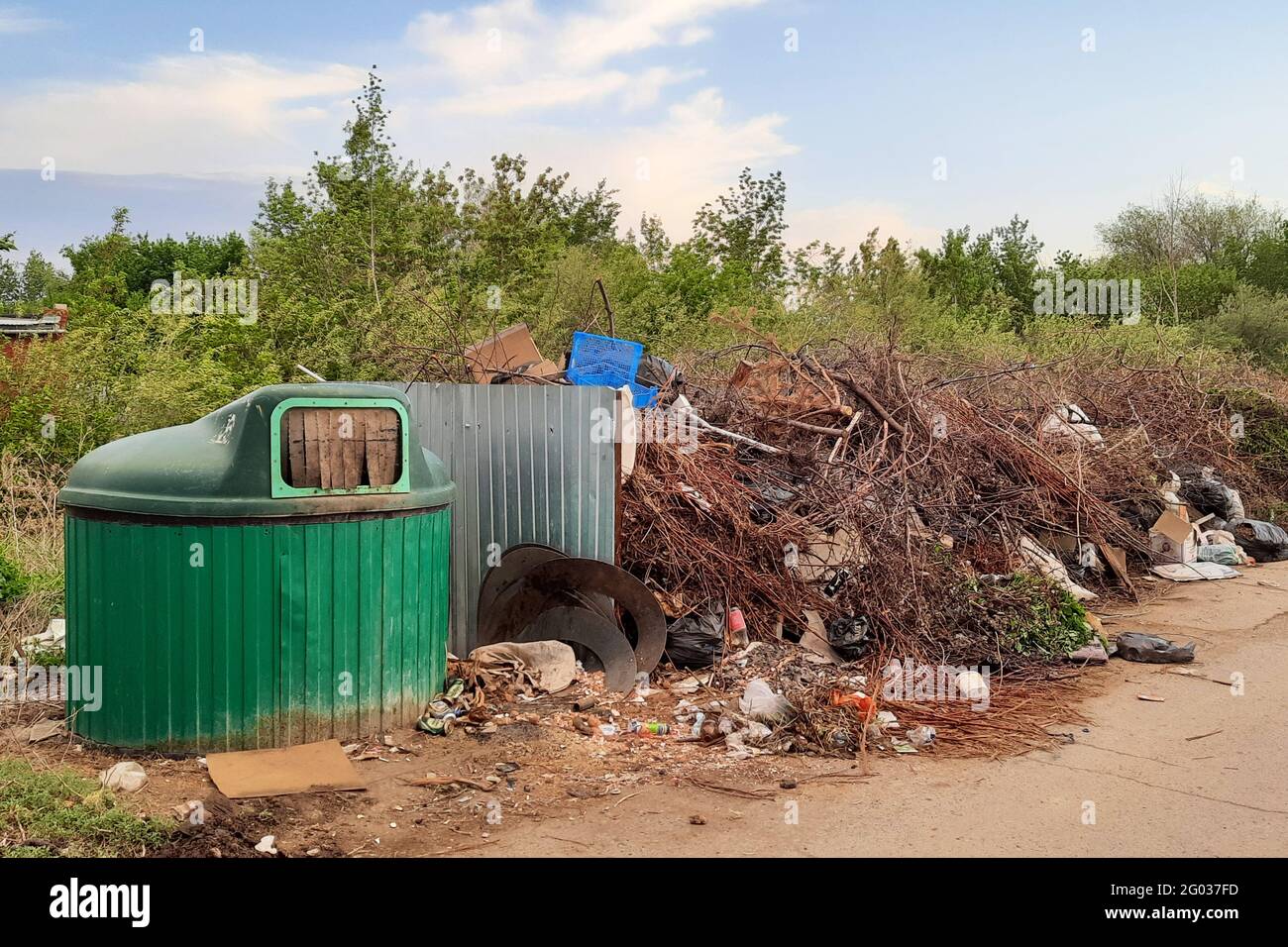 The littered place of collection of household garbage, the problem of ...