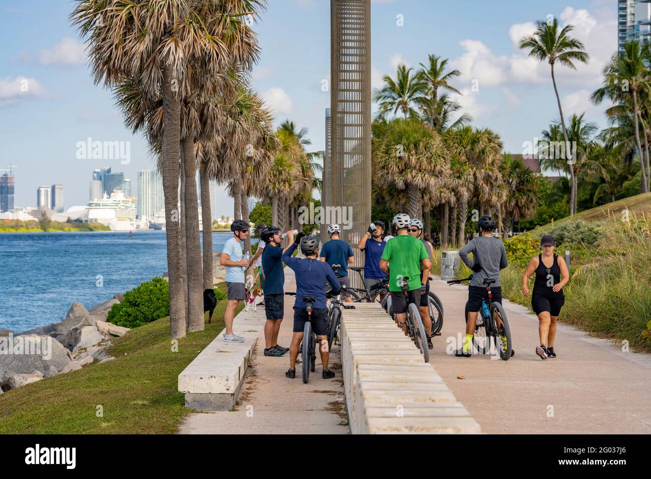 Miami Beach, FL, USA - May 29, 2021: PHoto of a group of cyclists ...